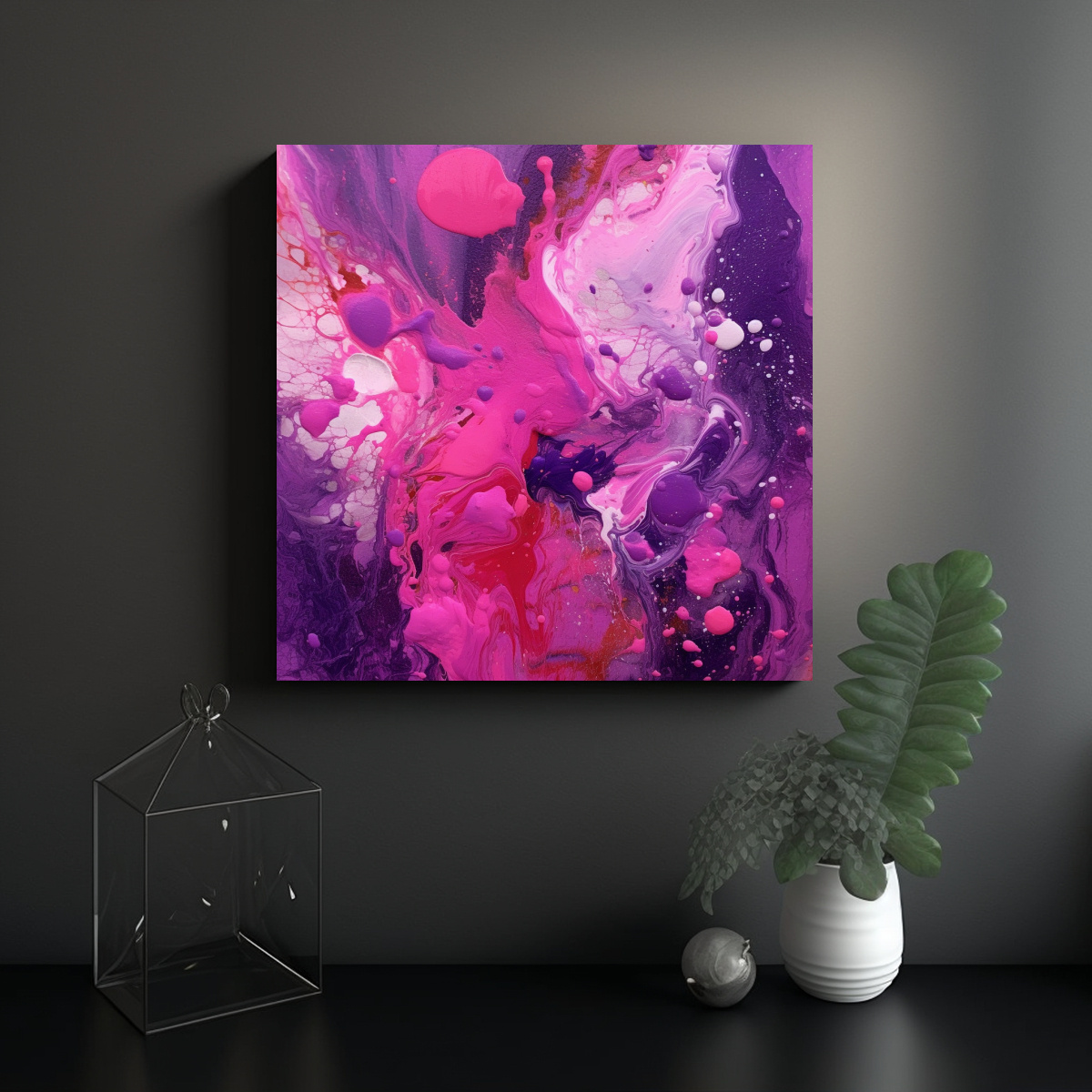 Cuadro Abstracto En Tonos Rosa Y Morado - Compra Online - Decocuadros