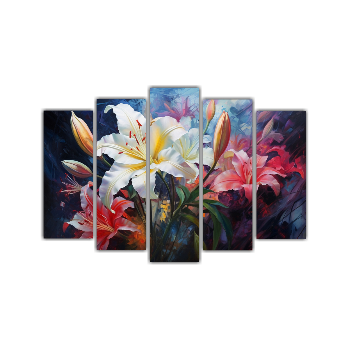 Cuadros Decorativos Abstractos De Flores - Set 5 Colores Exclusivos - Decocuadros