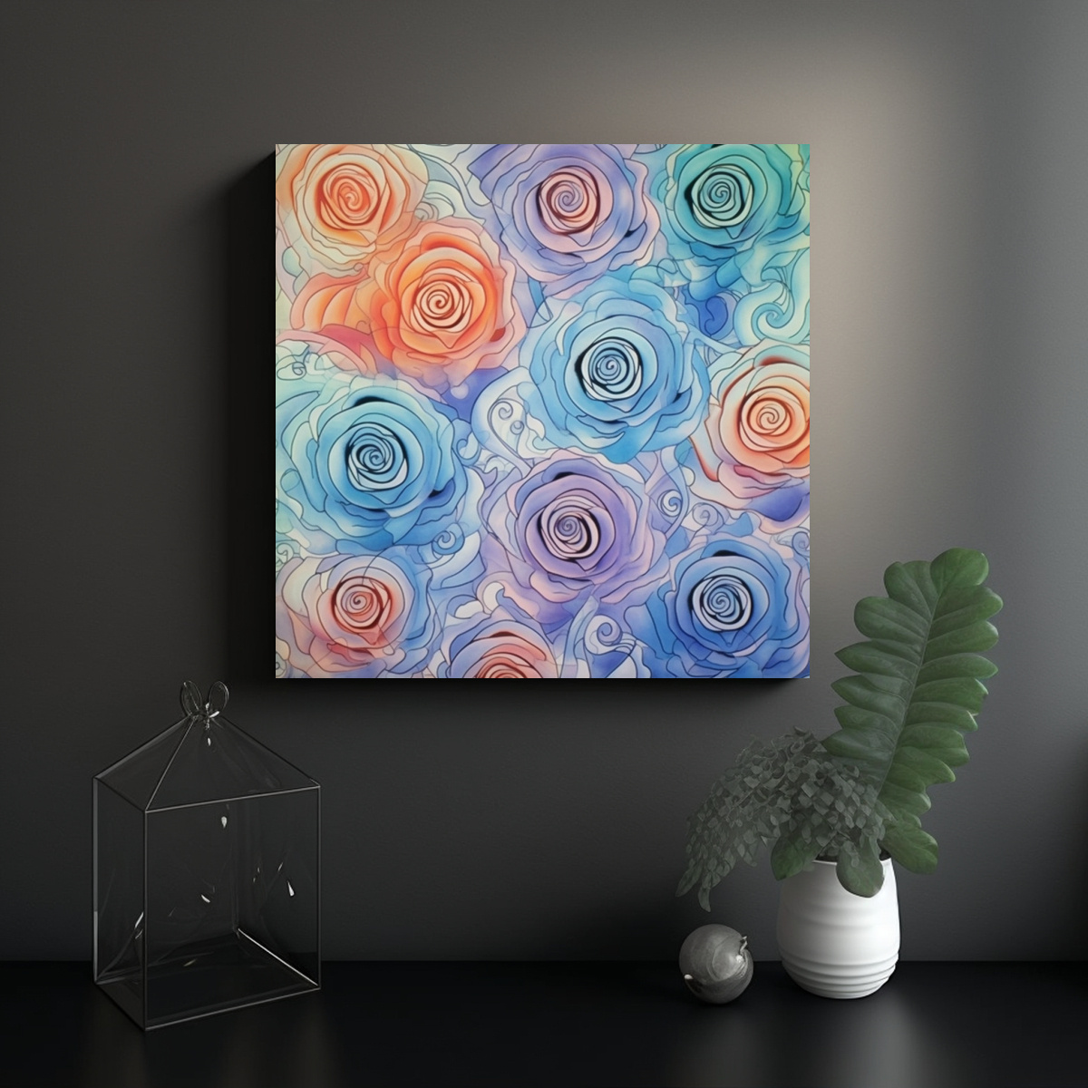 Cuadro Abstracto De Rosas En Ondas - DecoCuadros