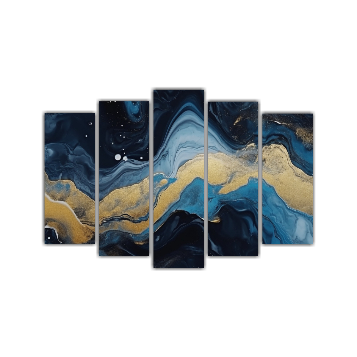 Cuadro Abstracto Tela: Remolinos Líquidos Mármol En Gris, Azul Y Verde - Decocuadros