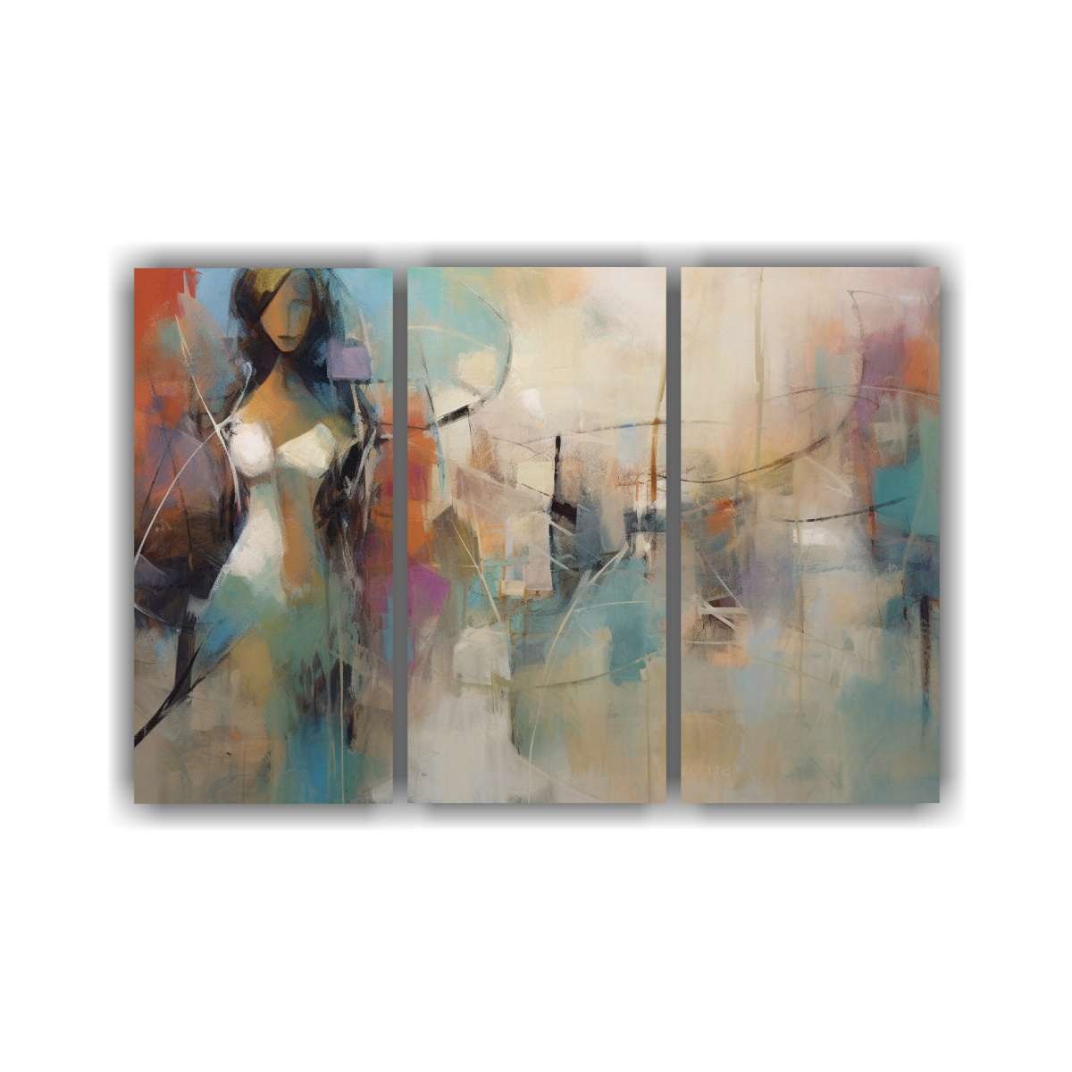 Cuadro Abstracto Y Figurativo En Tonos De Gris Y Azul Para Decorar Tu Hogar - Decocuadros