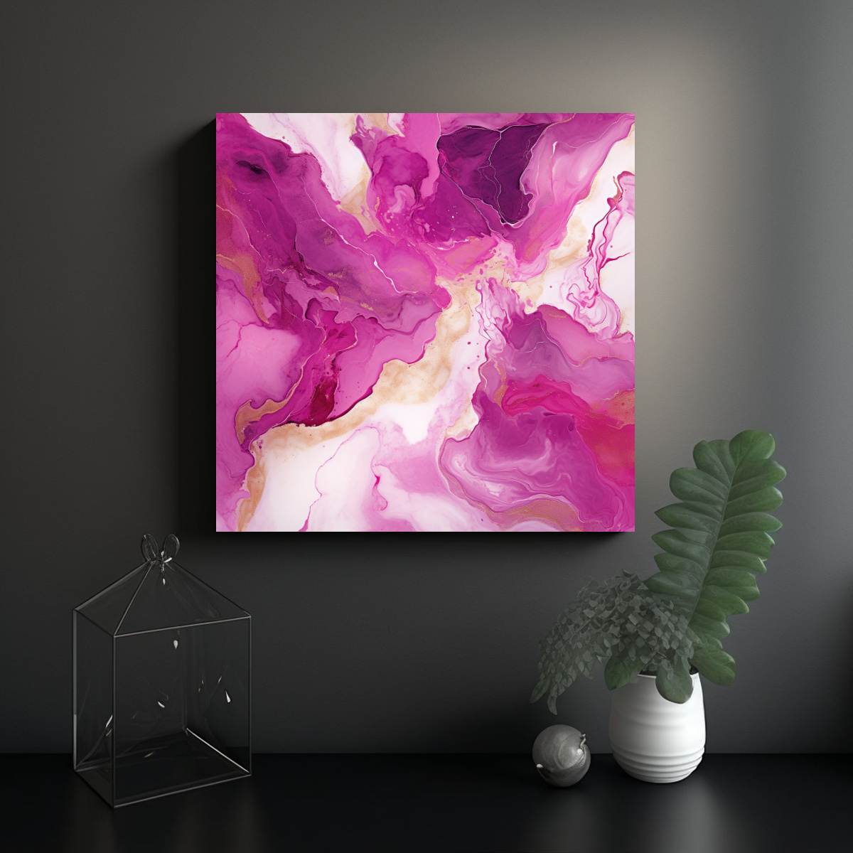Cuadro Decorativo Innovador Magenta Textura Mármol - DecoCuadros