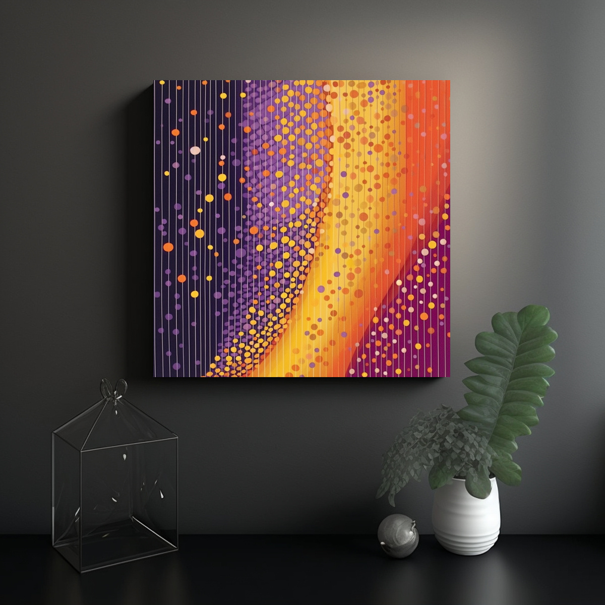 Cuadro Decorativo A Rayas Punteadas Coloridas - DecoCuadros