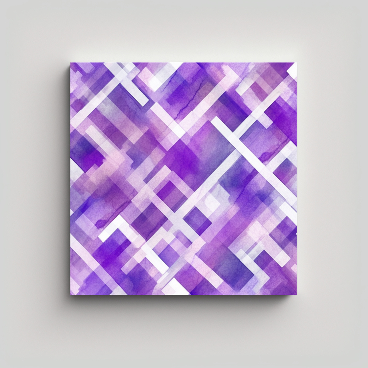 Cuadro Decorativo Moderno A Cuadros En Tonos Morado Y Blanco - DecoCuadros