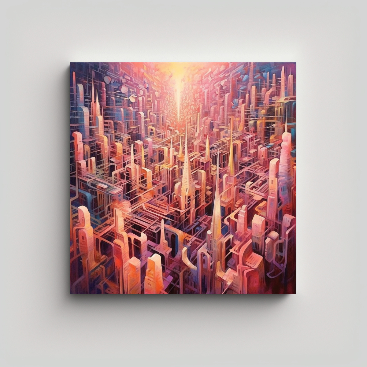 Cuadro Decorativo: Composición Imagen Estético En Coral, Azul Marino Grisáceo, Rosado Claro Y ...