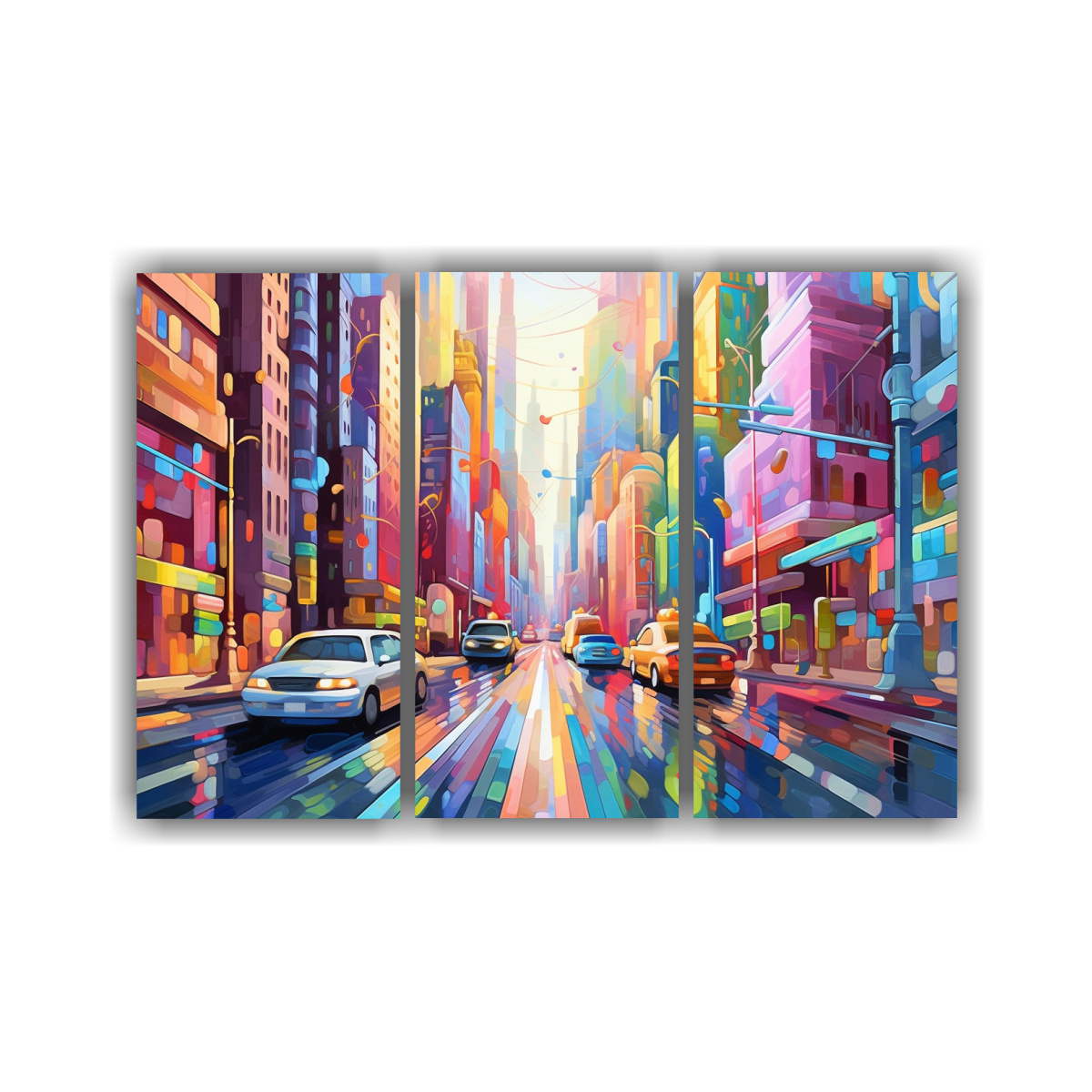 Cuadros Acuarela Abstracta Moderna Ciudad Cromática - Decocuadros