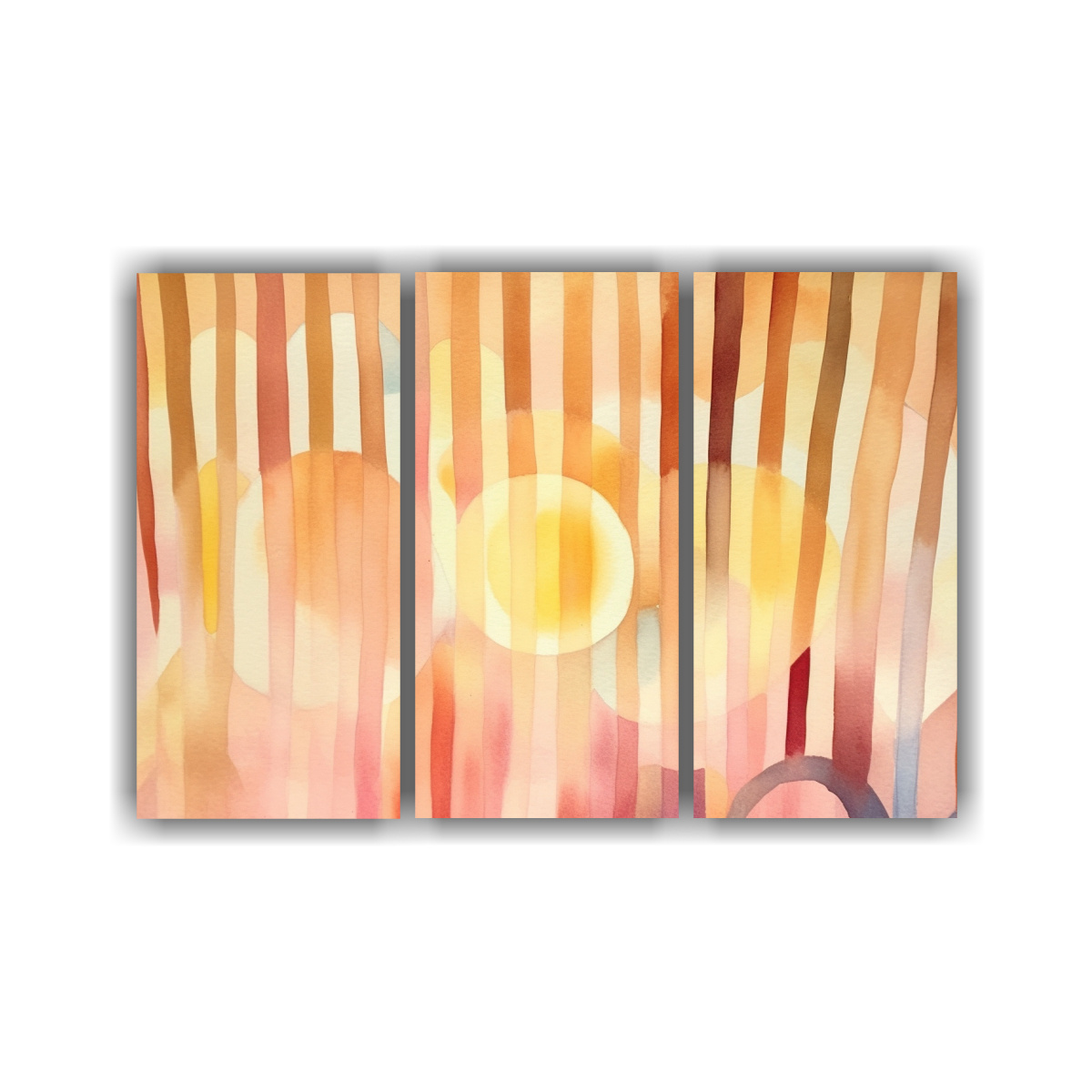 Cuadro Abstracto Eruptivo: Sol En Líneas Y Formas Marrones Y Pastel ...