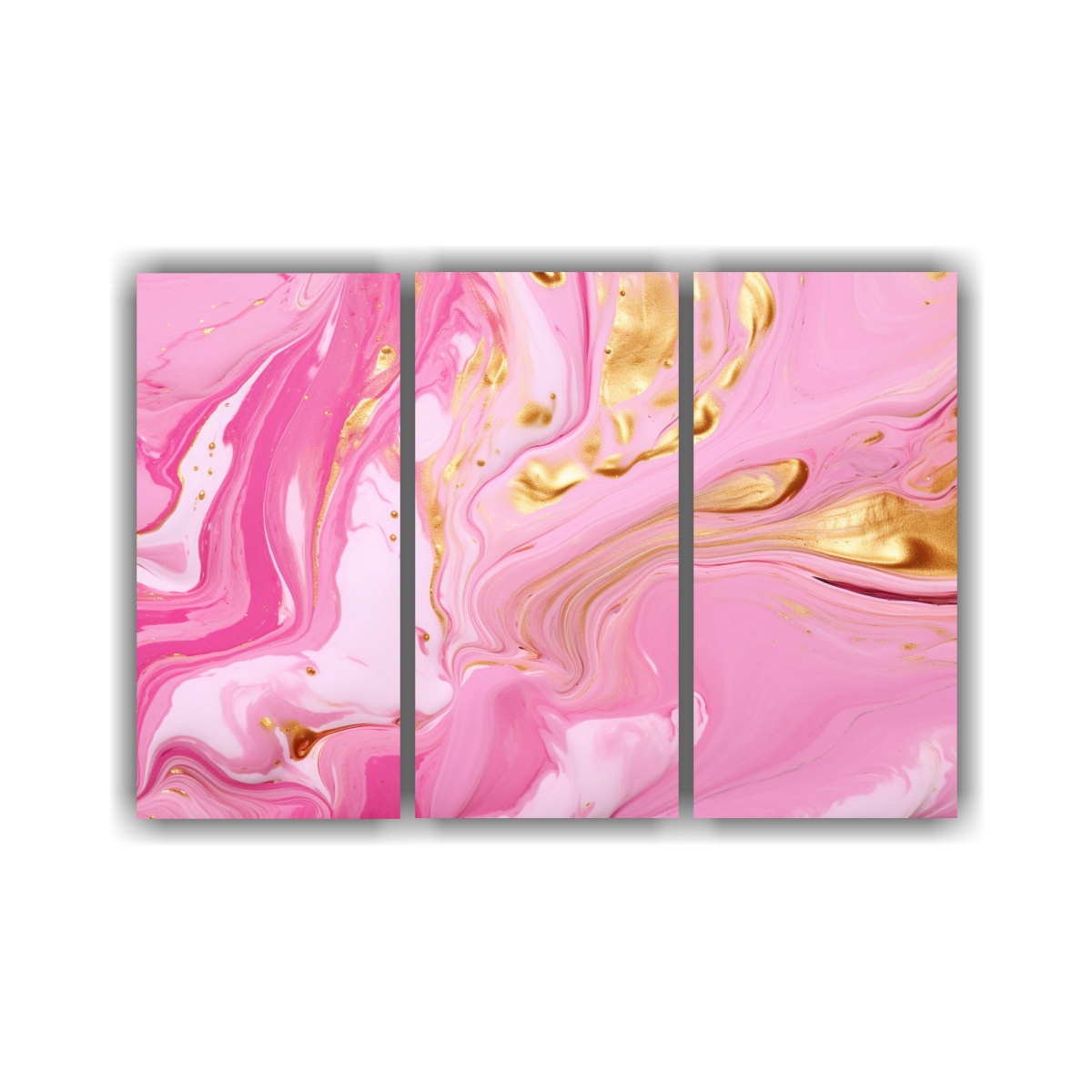 Cuadros Decorativos Abstractos De Lujo En Rosa Dorado Con Efecto Visual - Decocuadros