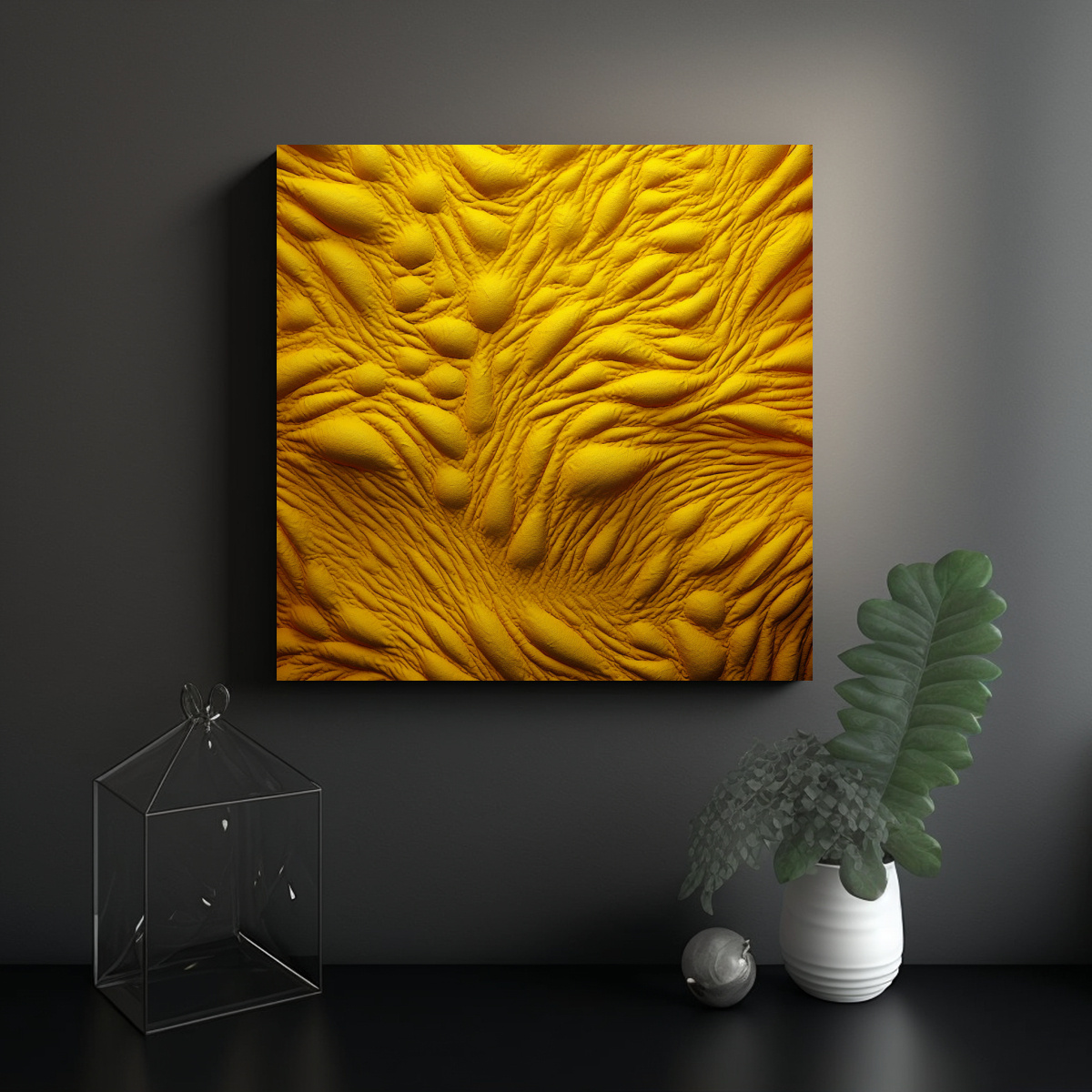 Cuadro Decorativo Amarillo Con Textura Simétrica - DecoCuadros