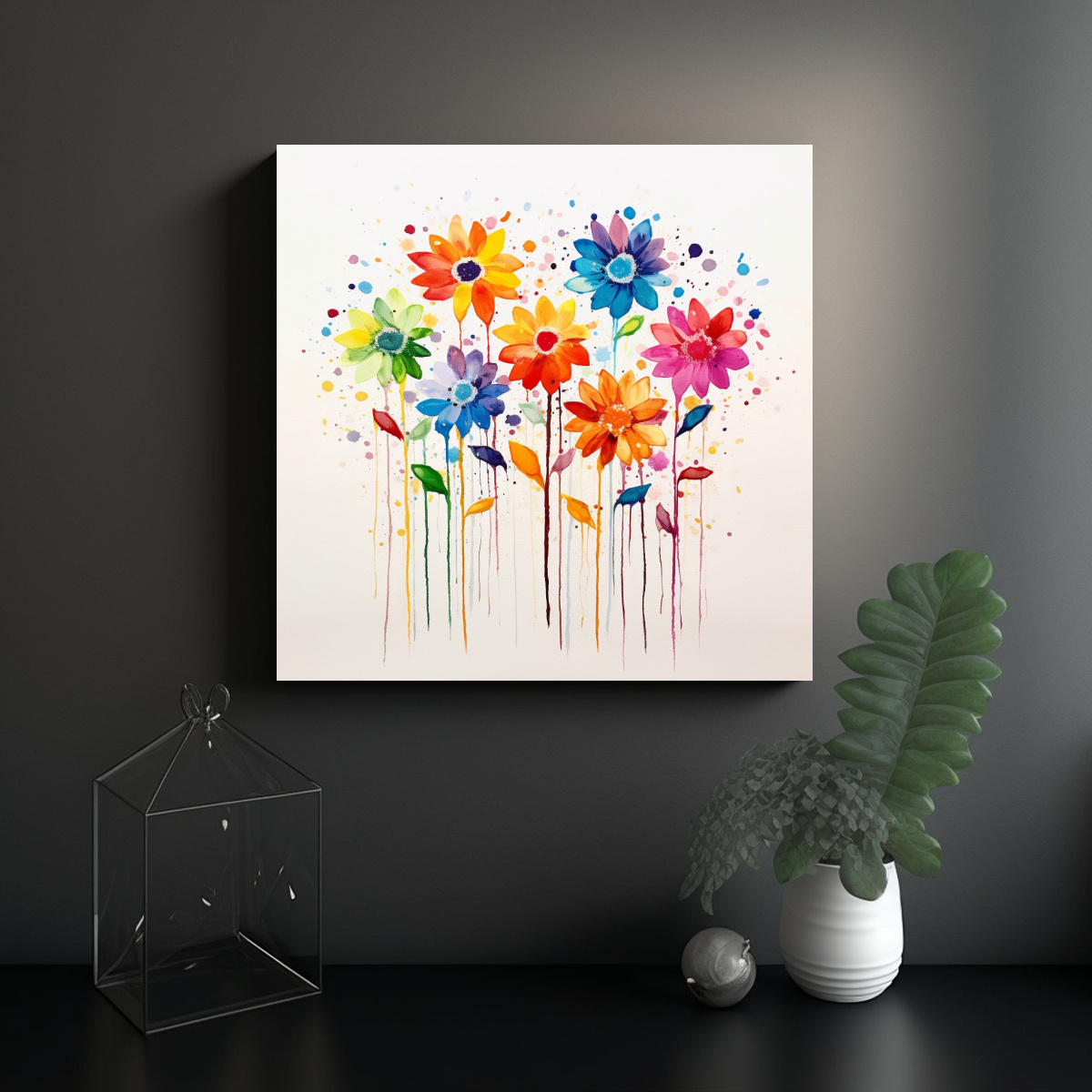 Cuadro Decorativo De Flores Simples Y Coloridas Estilo Pop Art En ...