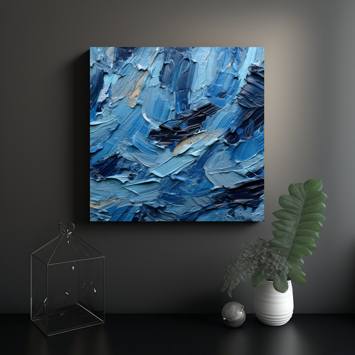 Cuadro Decorativo Estilo Estilo óleo Grueso Tonos Azules - Composición ...