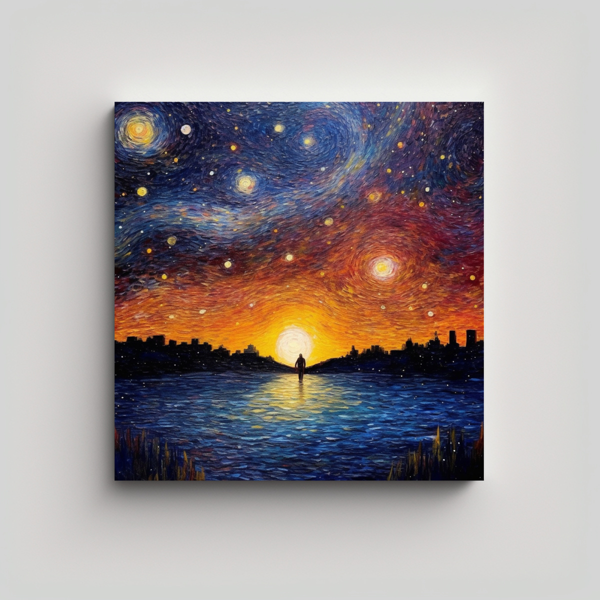 Cuadro Acuarela Floral Y Cielo Estrellado - DecoCuadros