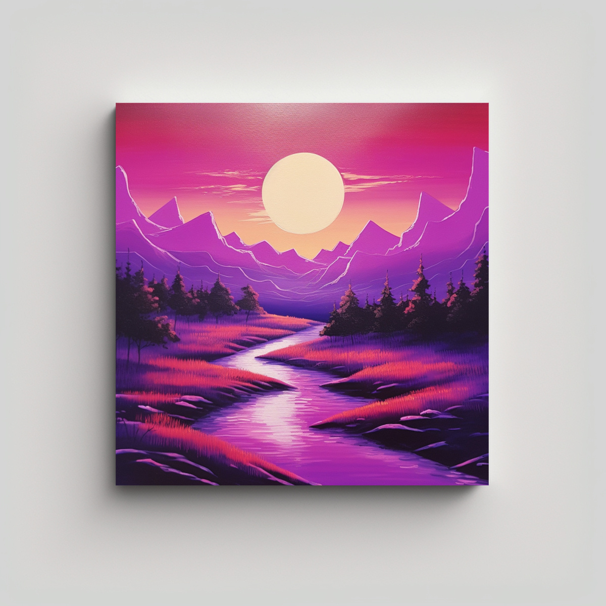 Cuadro Decorativo De Alta Calidad: Valle Morado Con Sol En El Cielo ...