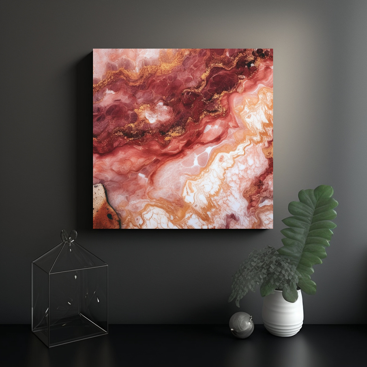 Cuadro Decorativo Lienzo Textura Mármol Granate - DecoCuadros