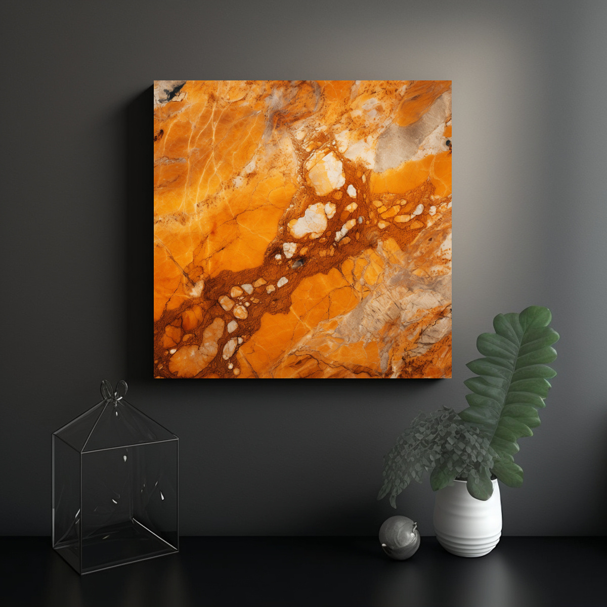 Cuadro Decorativo Mármol Naranja De Alta Calidad - DecoCuadros