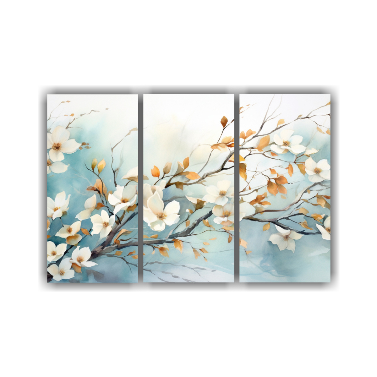 Cuadro Decorativo Ramas De Flores De Cornejo En Acuarela - DecoCuadros