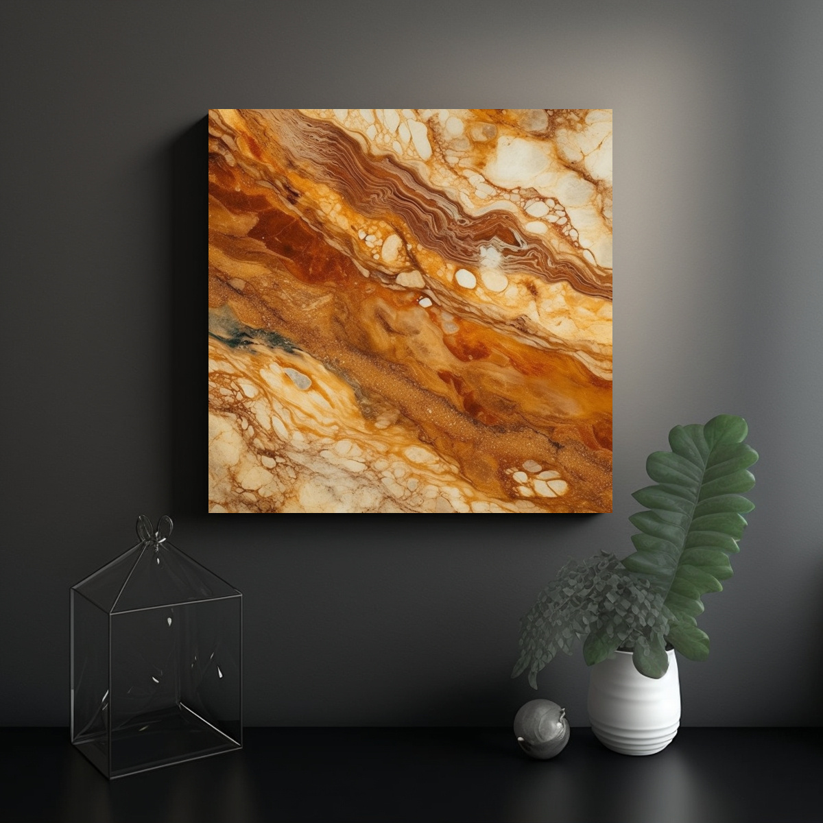 Cuadro Decorativo De Textura De Mármol Marrón - Arte Fino Tonos Equilibrio - Decocuadros