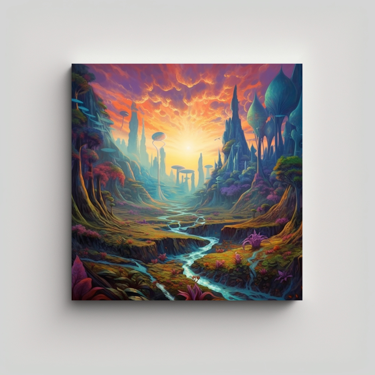 Cuadro Decorativo Estilo Utópico: Paisajes Fantásticos En Tela ...