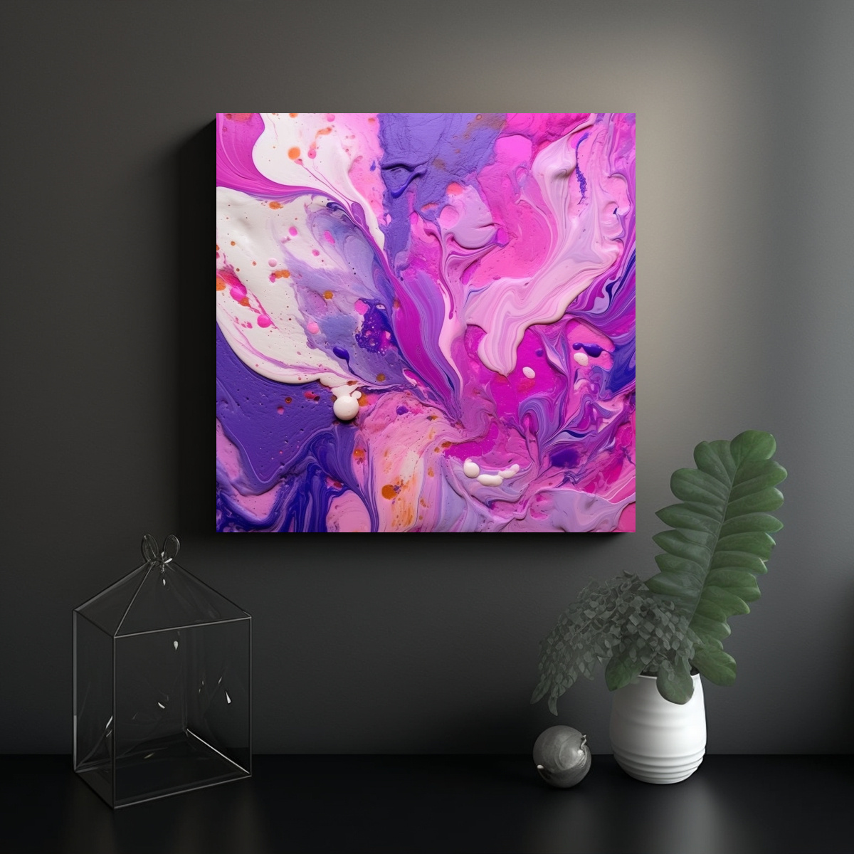 Cuadro Decorativo En Mezcla De Colores Rosa Y Morado - Compra Online ...