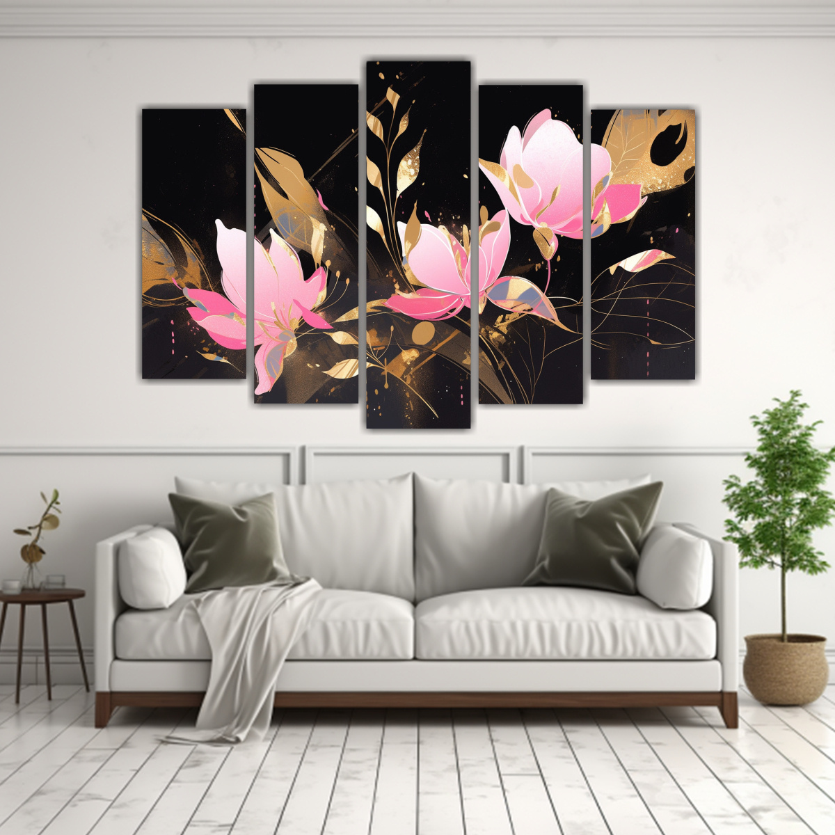Cuadro Decorativo En Oro Y Rosa: Estilo Neonoir Exclusivo - Decocuadros