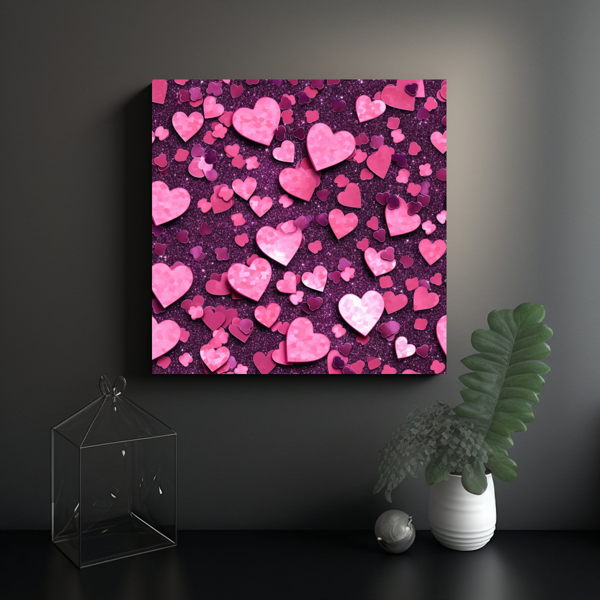 Cuadro Decorativo Rosa Con Brillo Y Luces Brillantes - Calidad Y Diseño ...