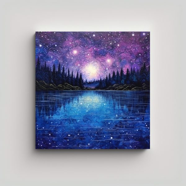 Cuadro Decorativo Horizontal En Tonos Azul Intenso Y Púrpura - DecoCuadros