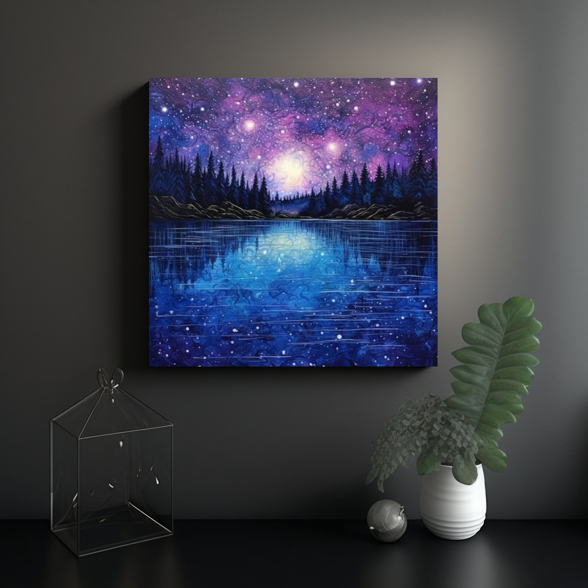 Cuadro Decorativo Horizontal En Tonos Azul Intenso Y Púrpura - DecoCuadros