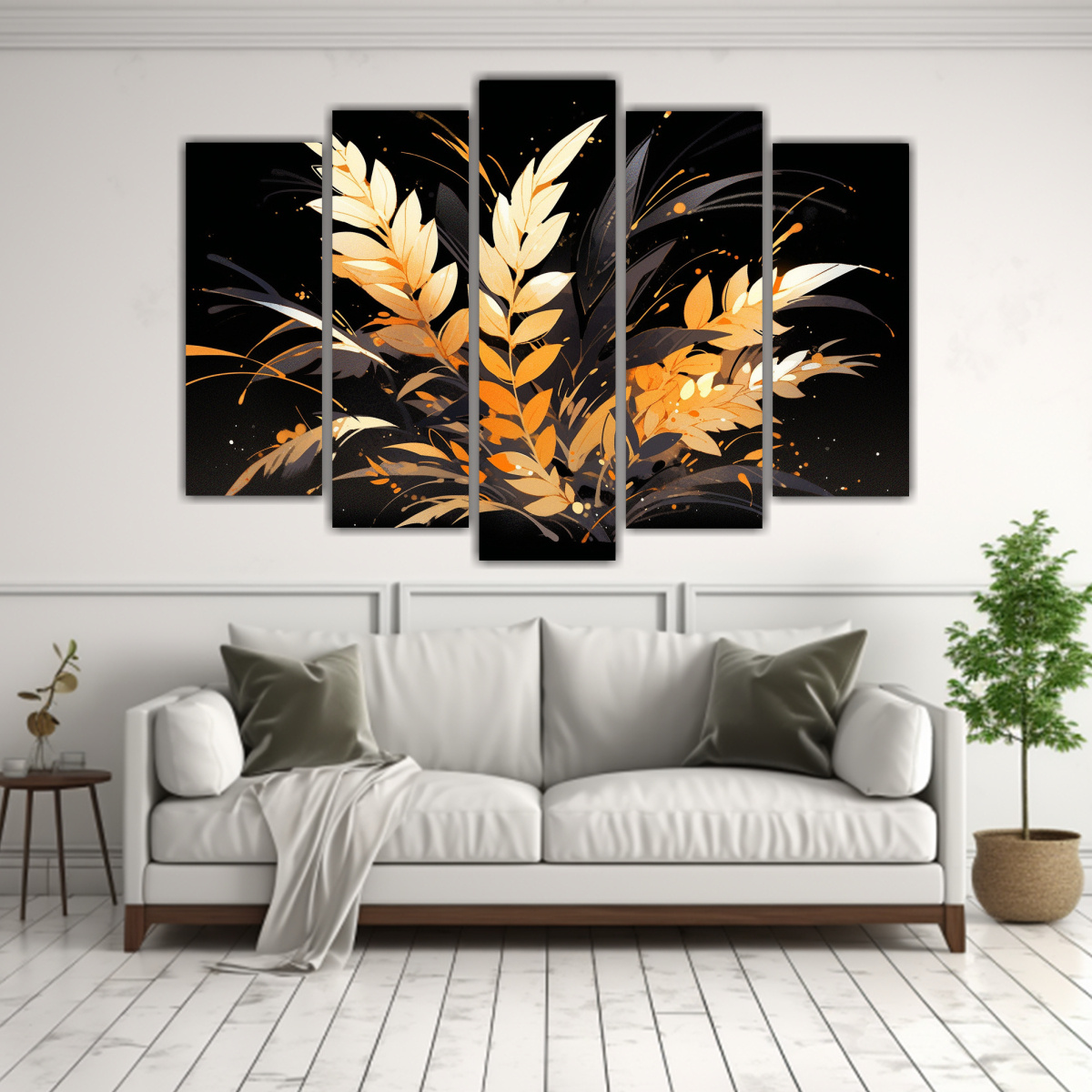 Cuadro Decorativo Amarillo Y Dorado Estilo Neo-noir - DecoCuadros