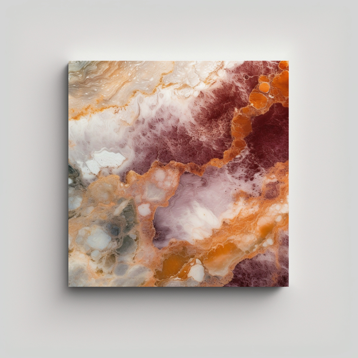 Cuadro Decorativo Textura Mármol Borgoña En Armonía Cromática - Decocuadros