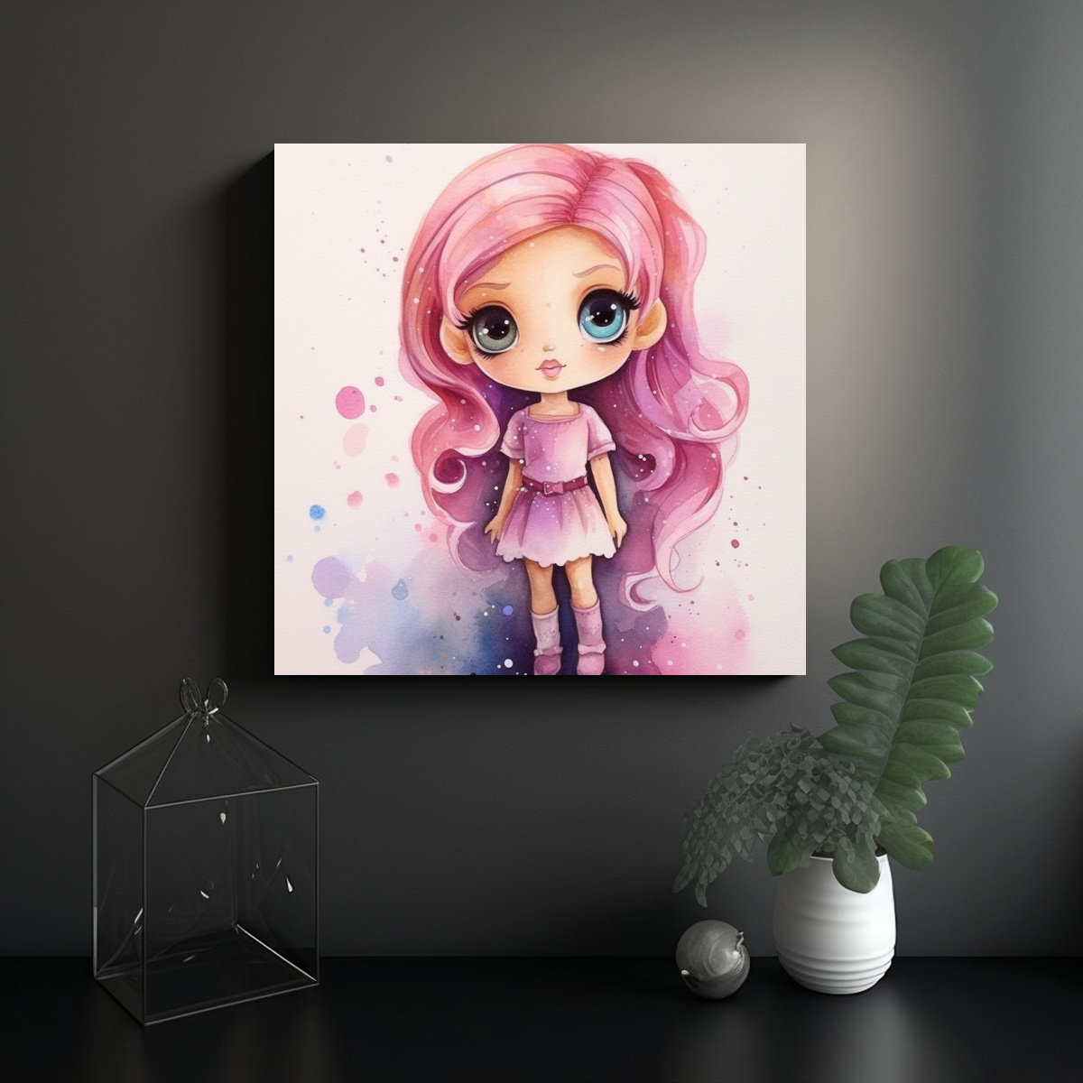 Cuadro Decorativo Estilo Chibi Barbie, Hecho A Mano, Tela Moderna ...