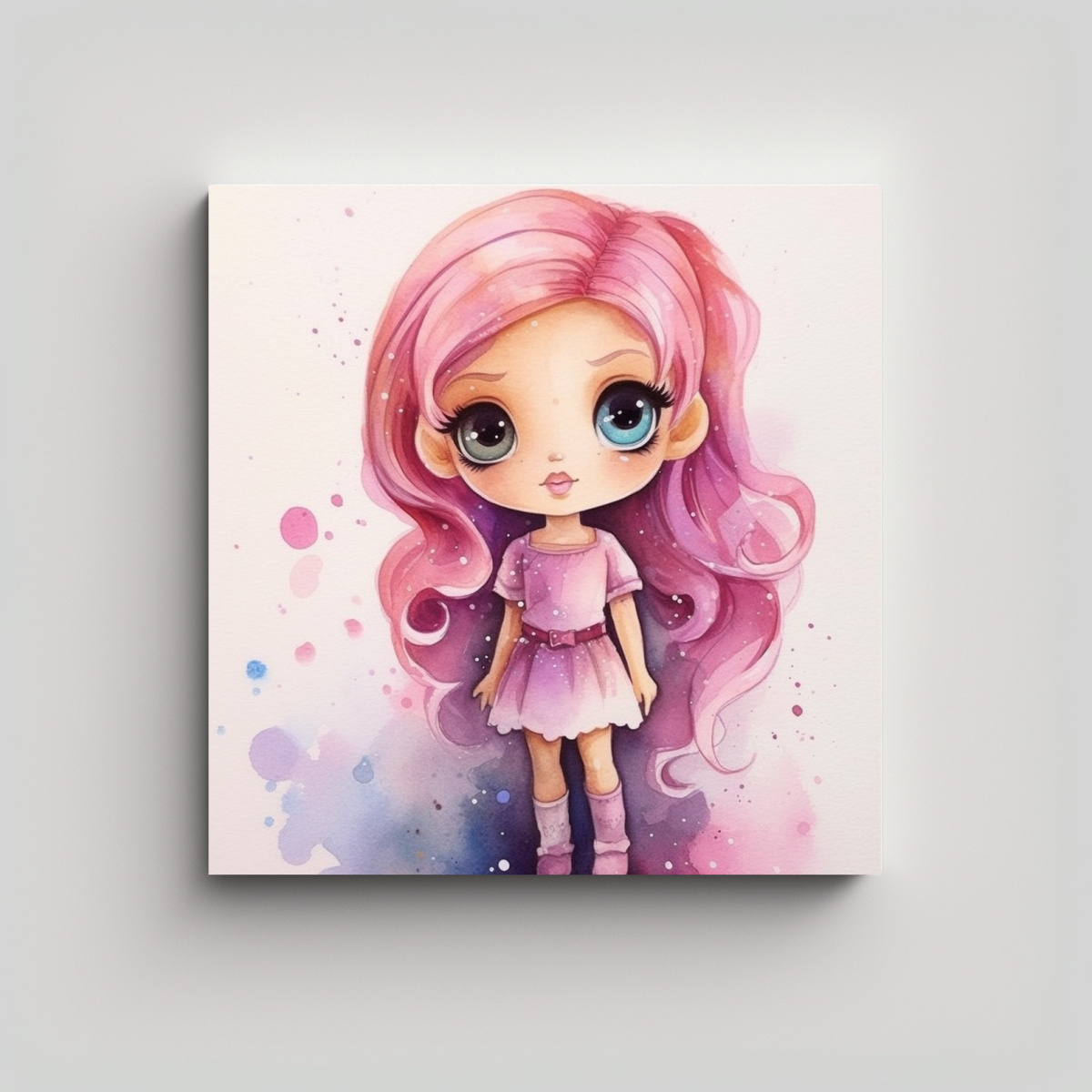 Cuadro Decorativo Estilo Chibi Barbie, Hecho A Mano, Tela Moderna ...