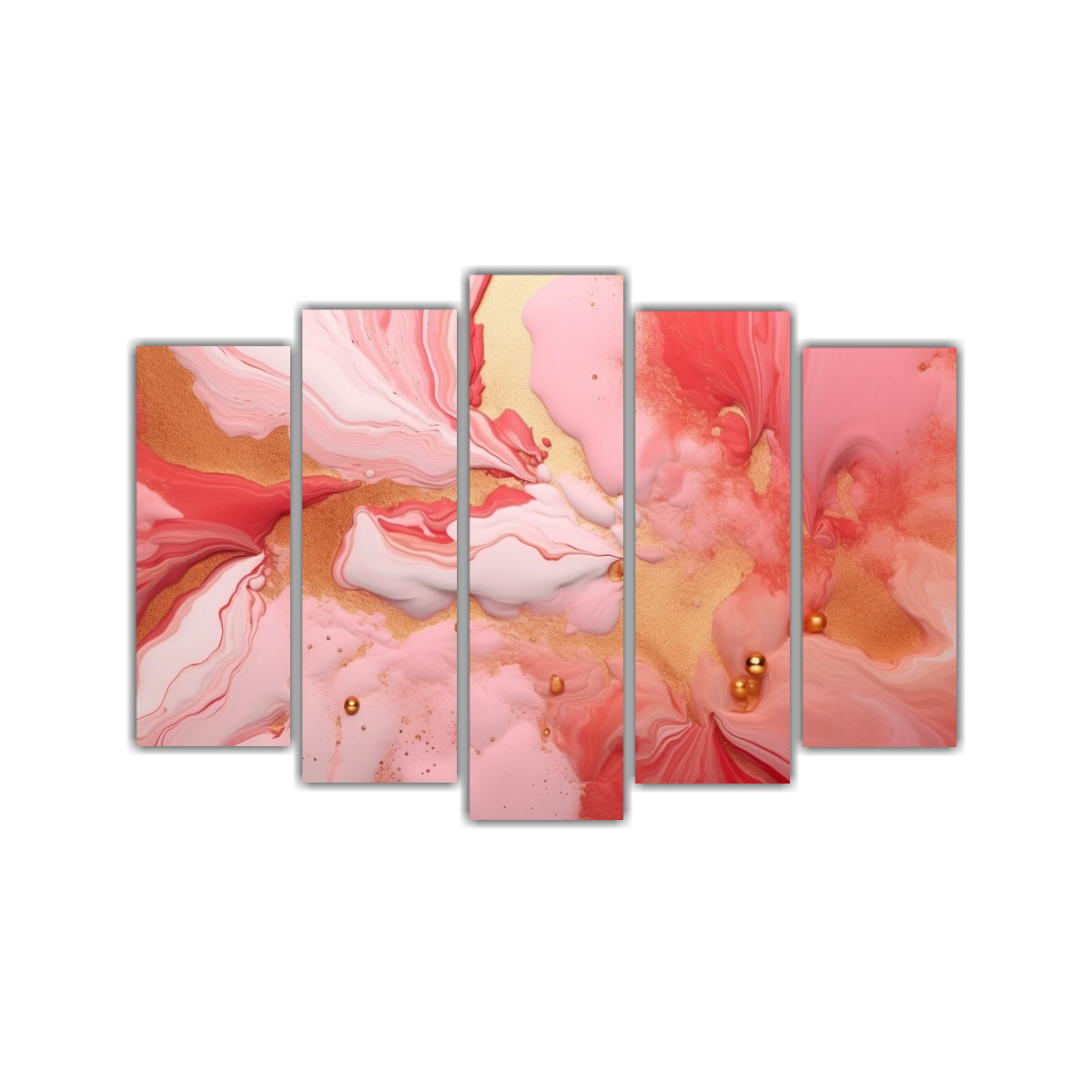 Cuadro Moderno Rosa Mármol Dorado Blanco Estilo Gráfico - Decocuadros