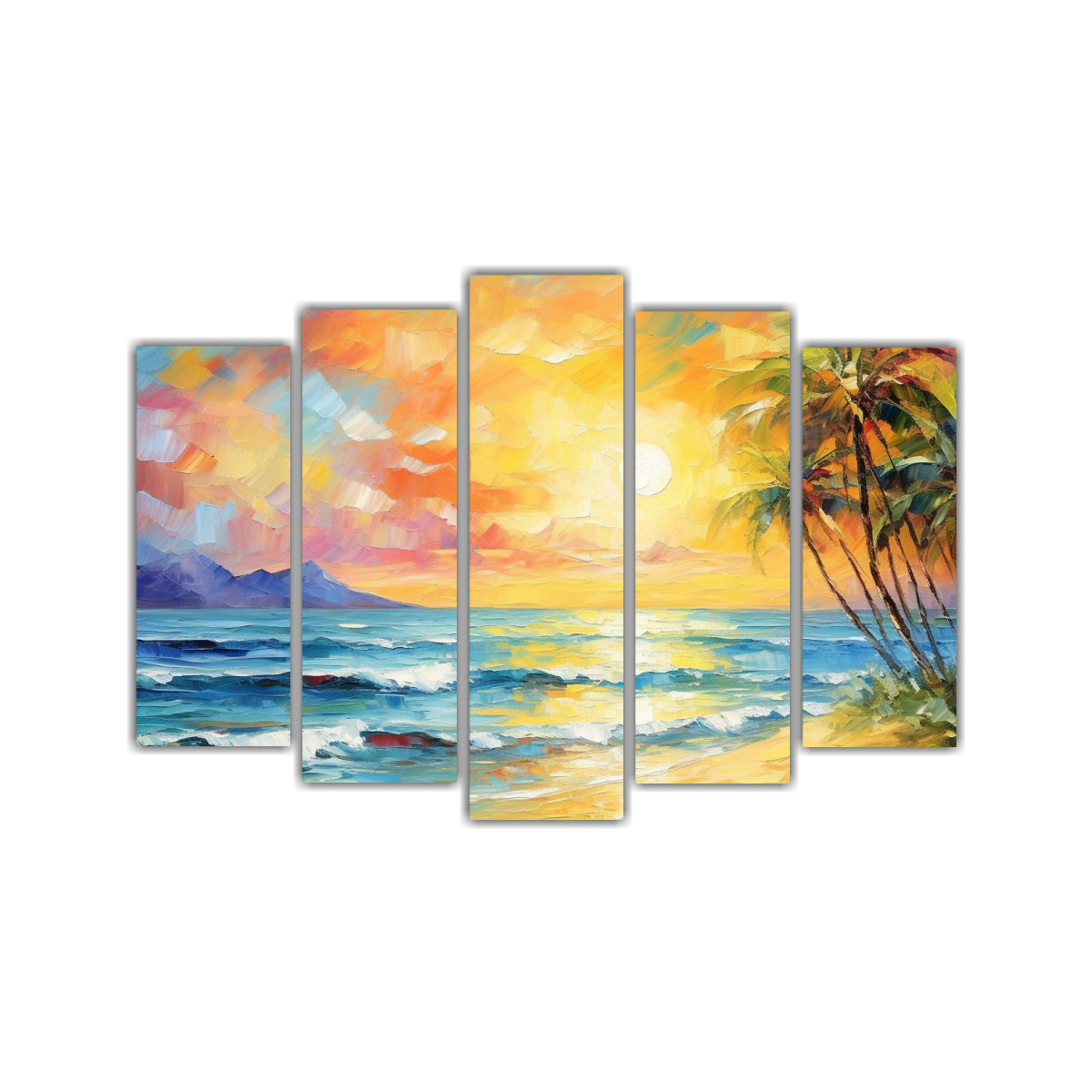 Cuadro Paisaje Playero Textura Impasto Gama Colores Tropical - Decocuadros