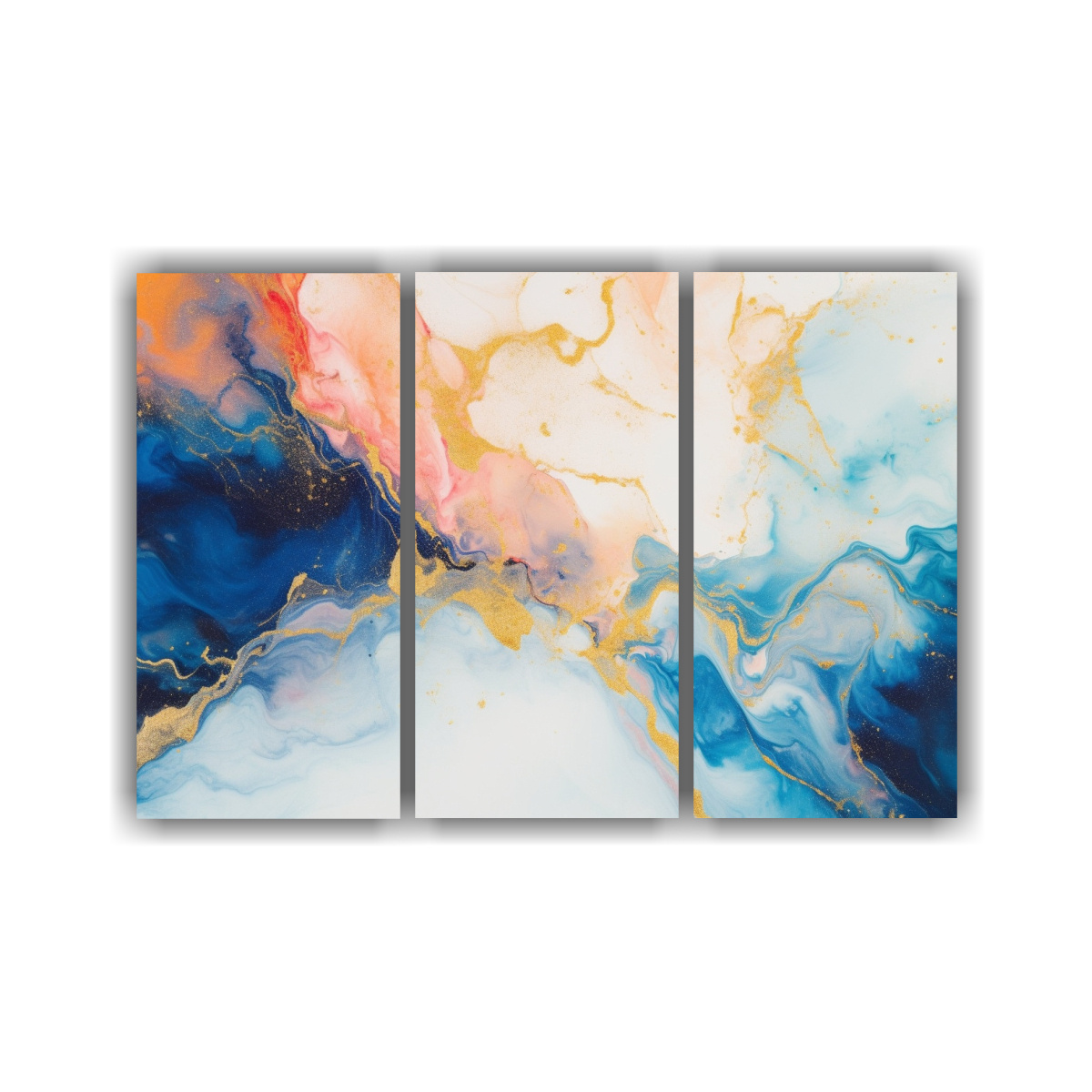 Set 3 Cuadros Arte Abstracto Mármol Tinta Sensibilidad Artística 99 - Decocuadros