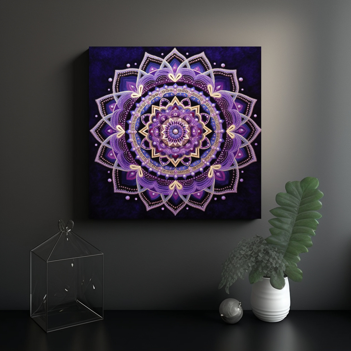 Cuadro Decorativo Tela Canvas Pop Art Mandala Púrpura Cristal 1000 ...