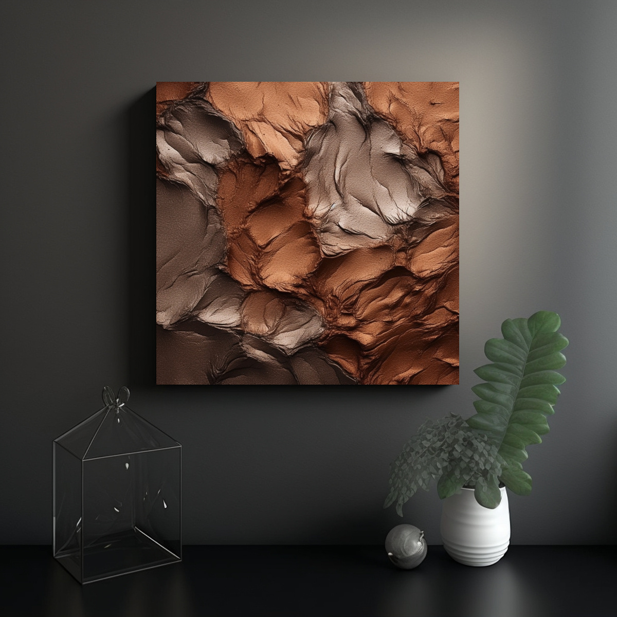 Cuadro Minimalista Platino Fondo Café - DecoCuadros