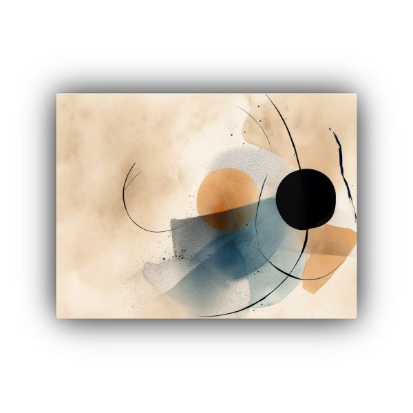 Cuadro Abstracto Minimalista En Tinta: Líneas Simples En Tonos ...