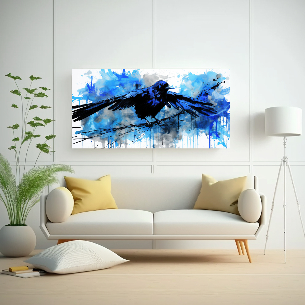 Cuadro Decorativo: Cuervos Y Ravens En Azul Neo Pop Art - DecoCuadros