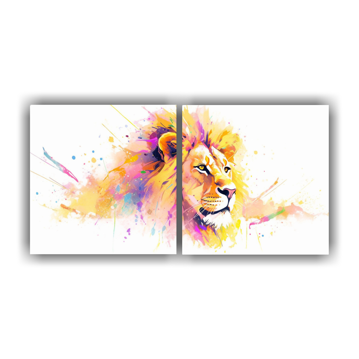 Cuadro León En Pastel Y Amarillo Estilo Neo Pop - DecoCuadros