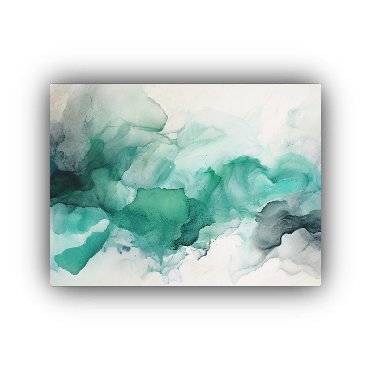 Cuadro Abstracto Acuarela Verde Sobre Lienzo Blanco - DecoCuadros