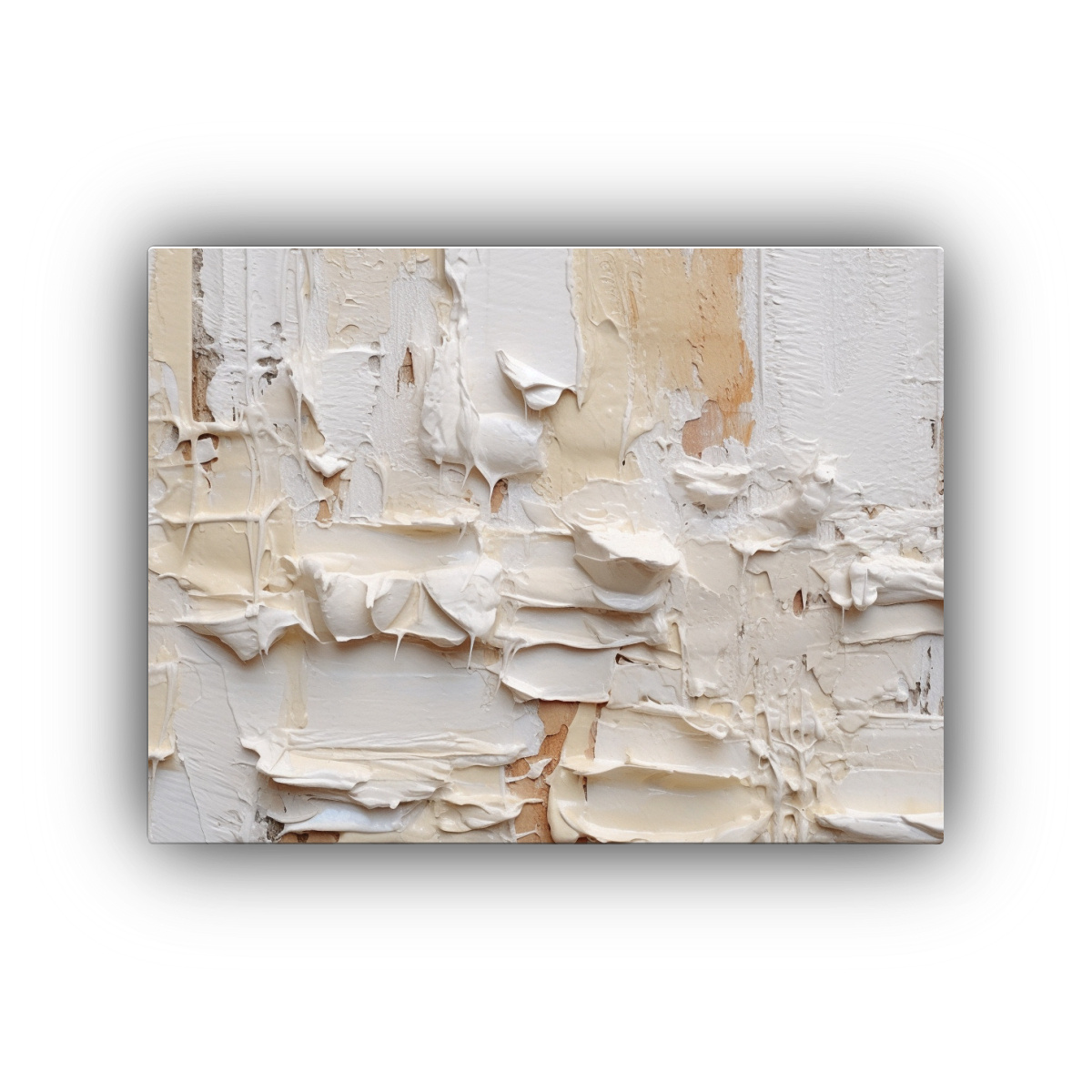 Cuadro Abstracto Con Textura Pesada En Blanco Y Crema - DecoCuadros