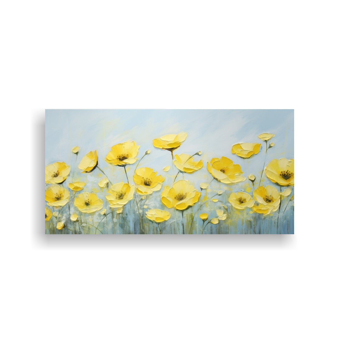 Cuadro Abstracto De Flores De Buttercups En Estilo Estilo óleo De Alta Calidad - Decocuadros