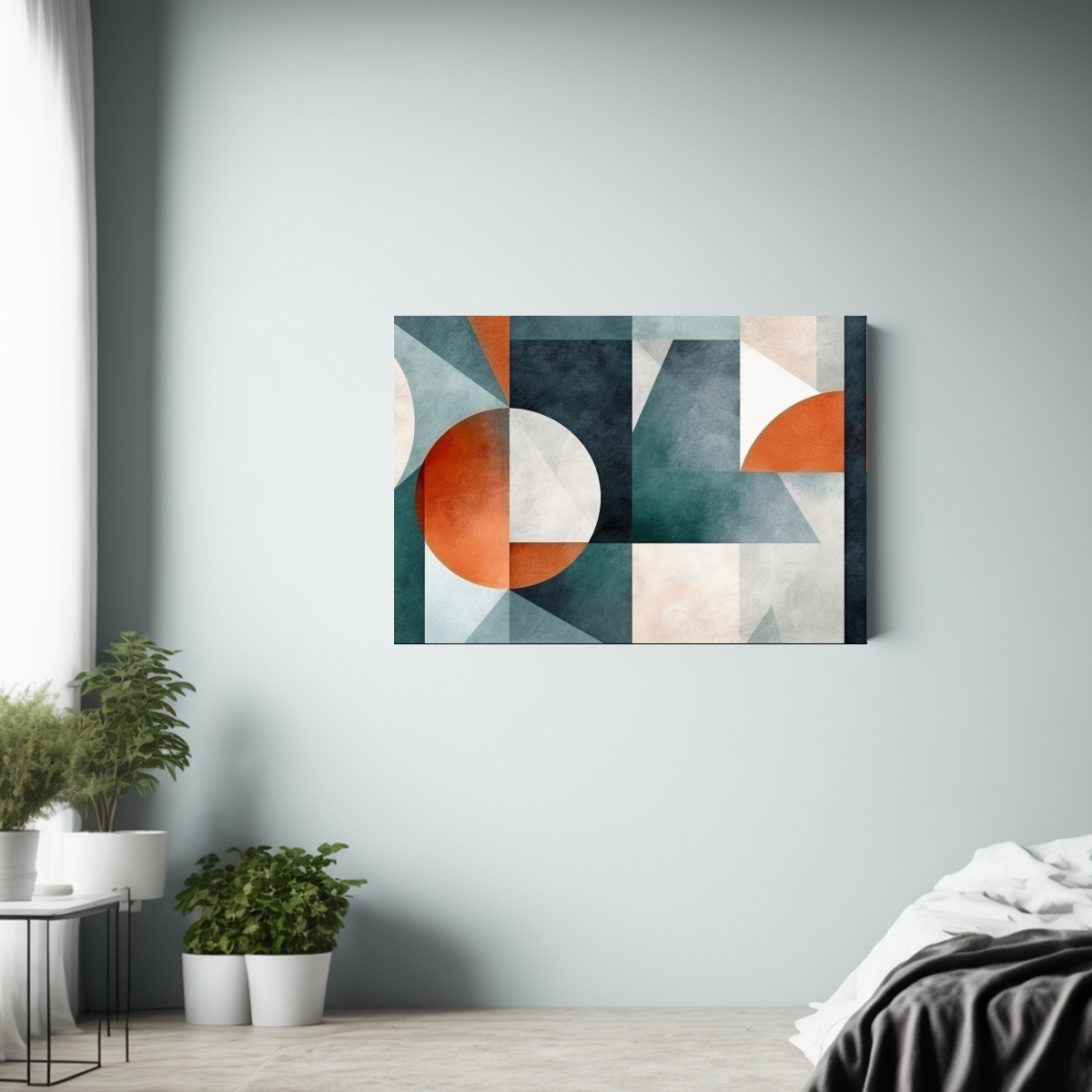 Cuadro Abstracto En Azul, Gris Y Naranja: Textura De Venta - Decocuadros