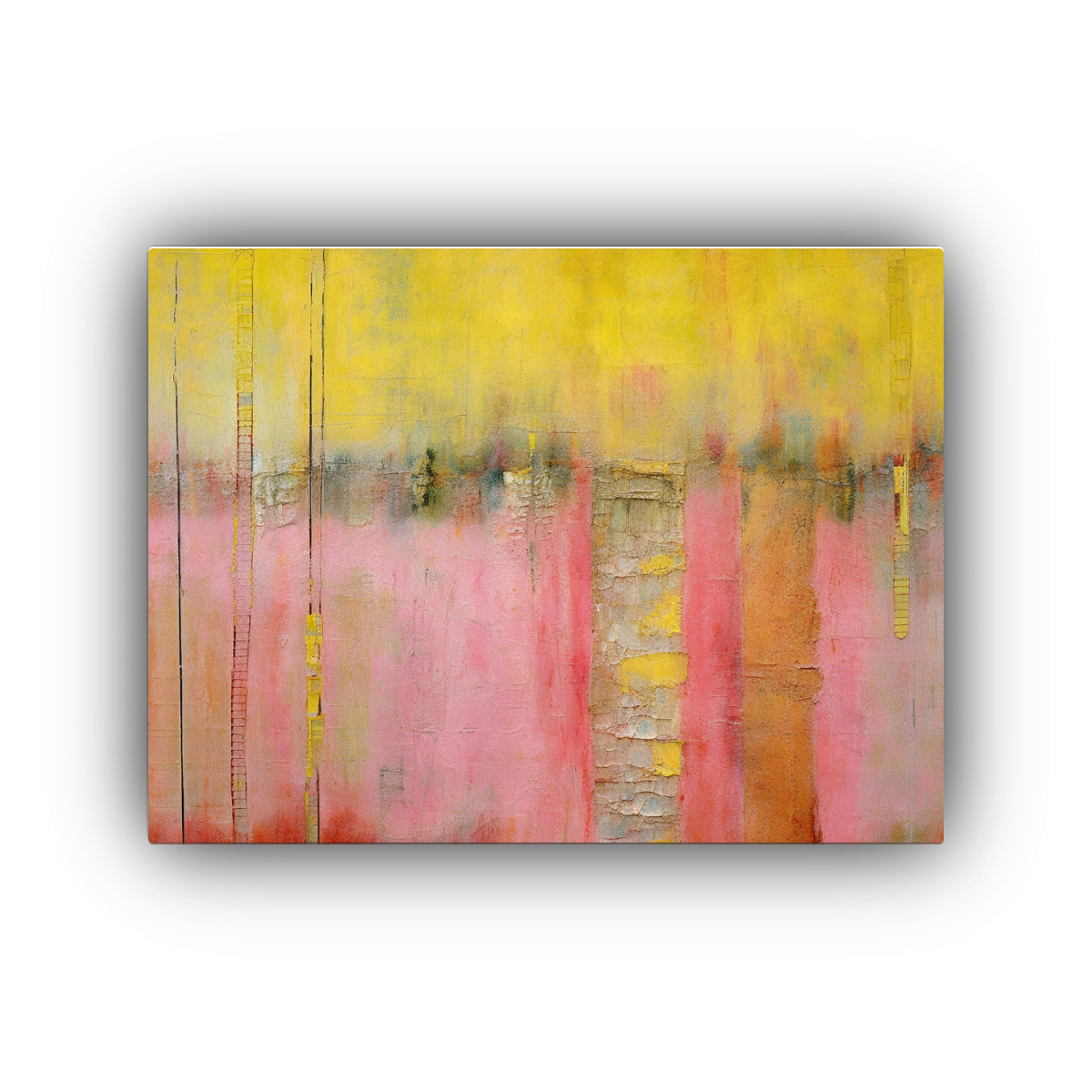 Cuadro Abstracto Rosa Y Amarillo: Composición Moderna De Belleza En DecoCuadros