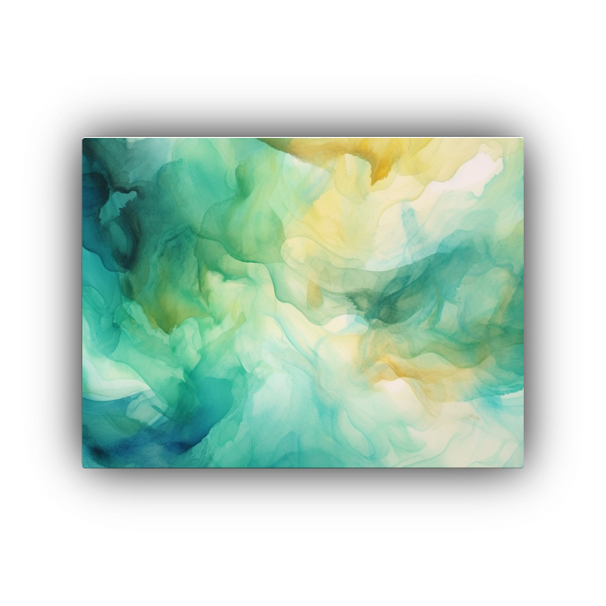 Cuadro Abstracto Minimalista Acuarela Teal Y Verde - DecoCuadros