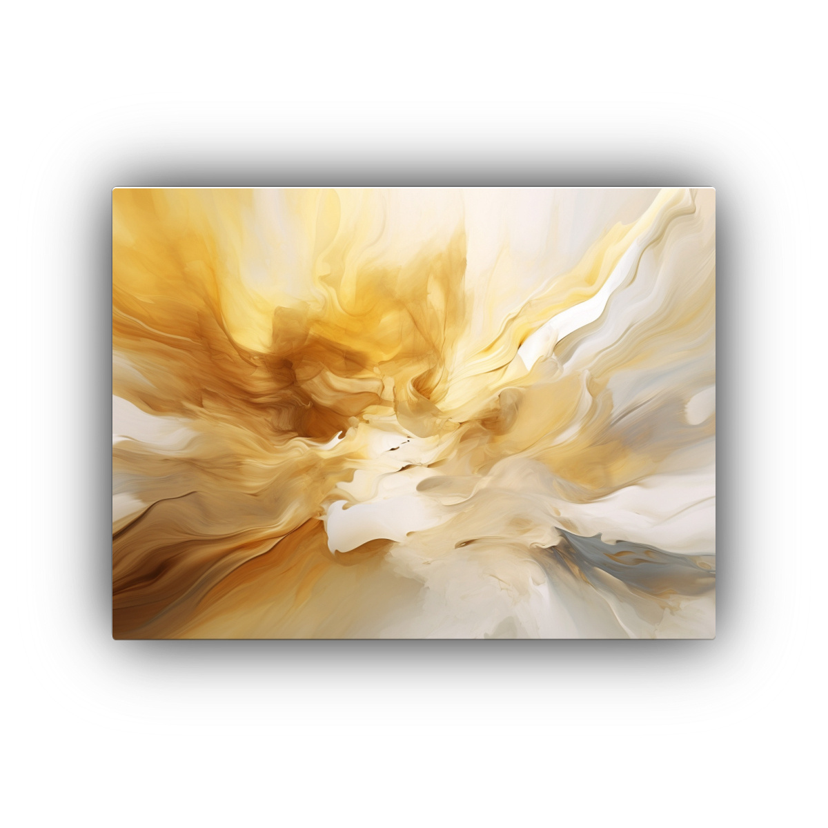 Cuadro Abstracto Moderno En Tonos Dorados Y Blancos Para Decorar - Decocuadros