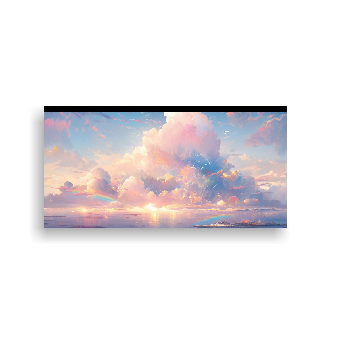 Cuadro Abstracto Moderno: Visión De Cielo Y Mar Con Arcoíris Y Colores ...
