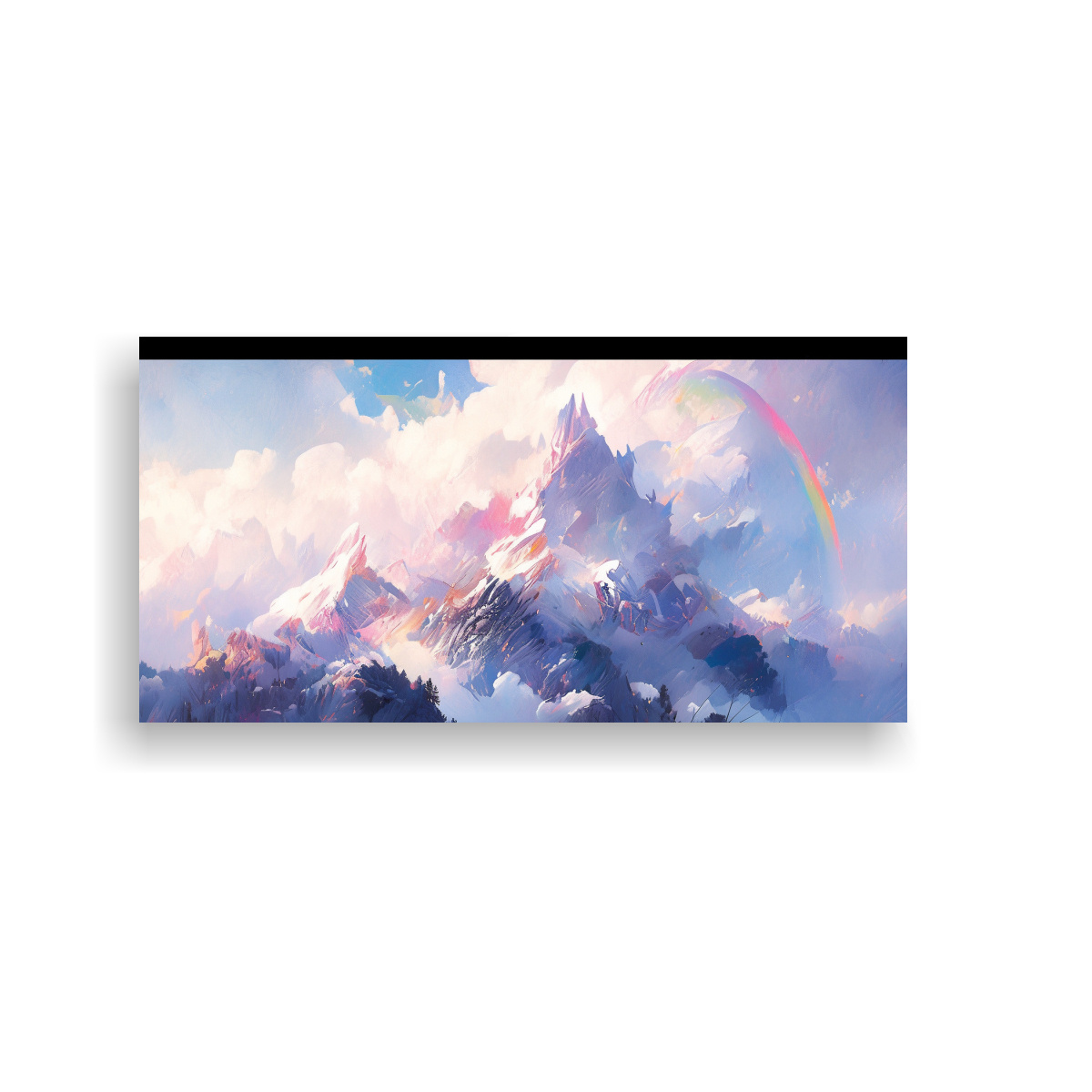 Cuadro Abstracto Poder En Montañas Nevadas Con Arcoíris Y Colores ...