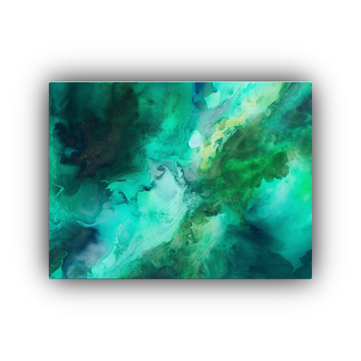 Cuadro Abstracto Relieve Verde Y Negro Estilo Acuarela - DecoCuadros