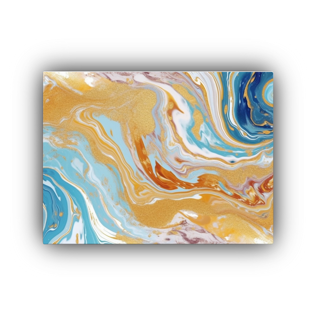 Cuadro Abstracto Boho En Tonos De Mármol Con Colores Oro Y Brillo - Decocuadros